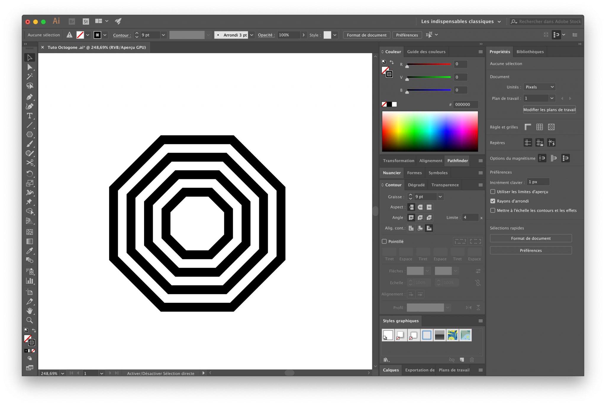 Apprenez à dessiner une forme octogonale avec un effet de spirale sur ...